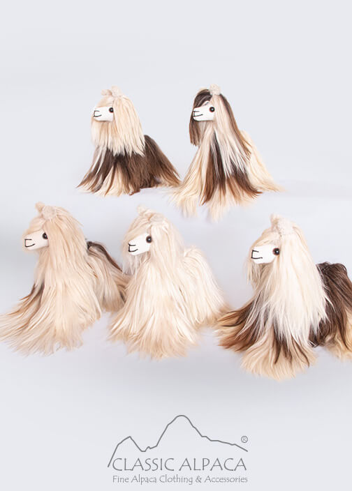 Alpaca Teddies: Baby Alpaca Suri Fur- Standing Alpaca 6 inches