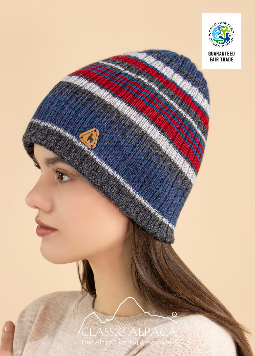 Wholesale Hats: Mountain Striped Alpaca Hat - Fleece Lining