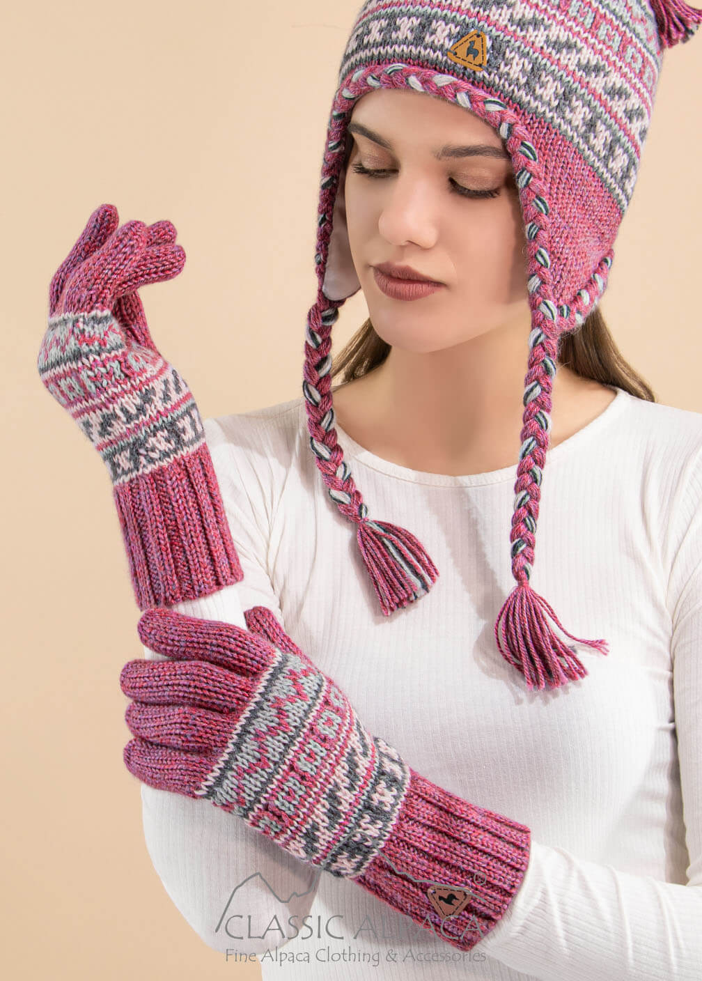 Gloves For Women's: Peruvian Alpaca Gloves - Fleece Lining