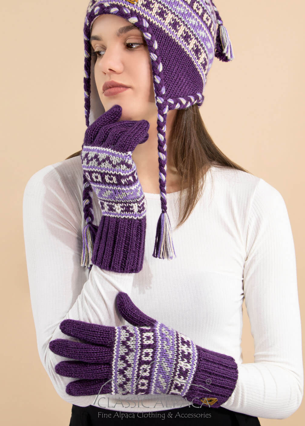 Gloves For Women's: Peruvian Alpaca Gloves - Fleece Lining