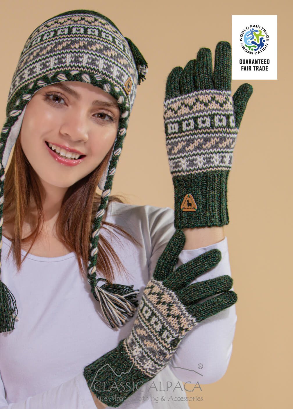 Gloves For Women's: Peruvian Alpaca Gloves - Fleece Lining