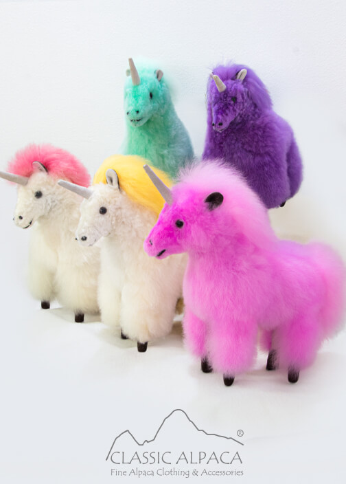 Alpaca Teddies: Baby Alpaca Fur-Unicorn Ornament 12 inches
